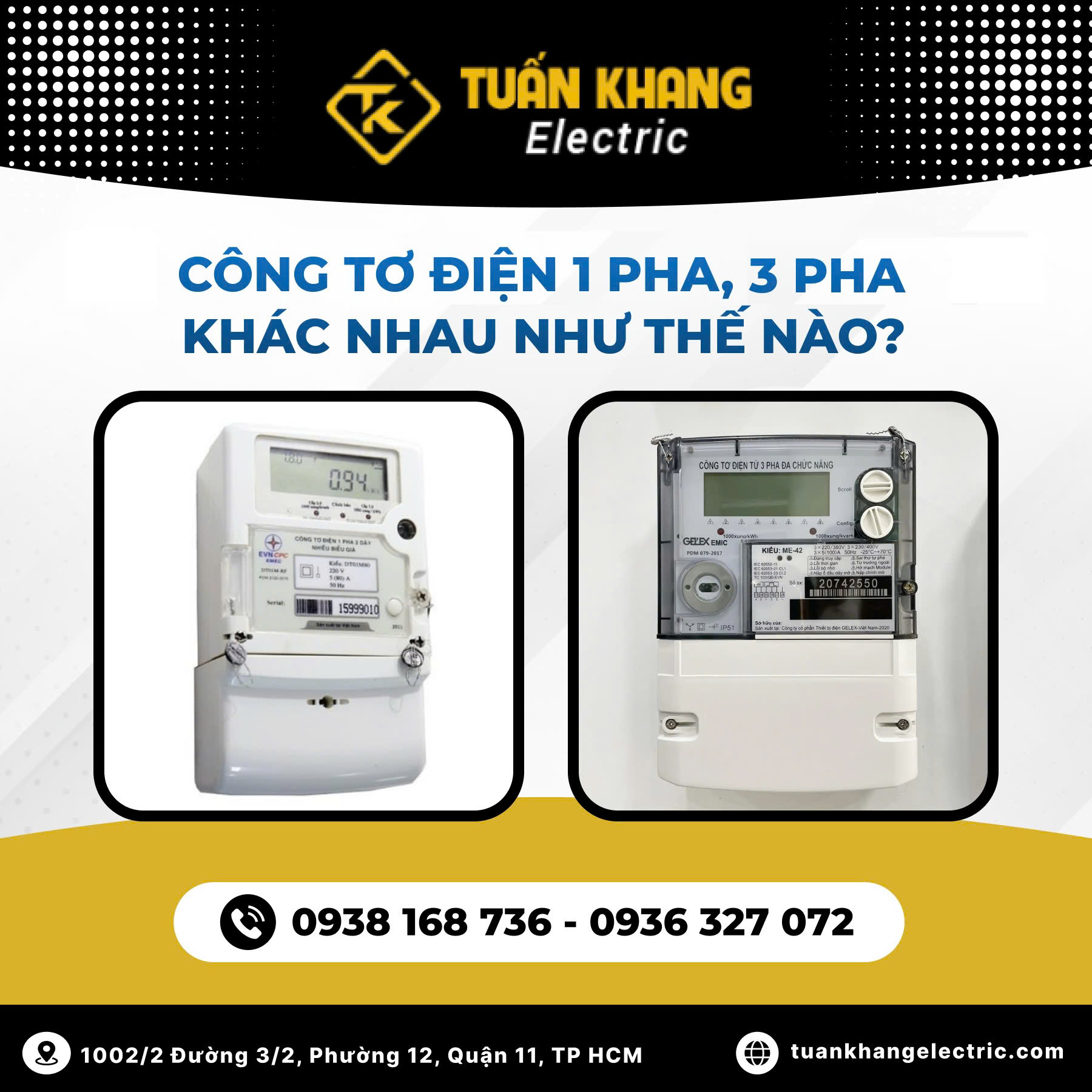 Công tơ điện 1 pha, 2 pha, 3 pha khác nhau như thế nào?